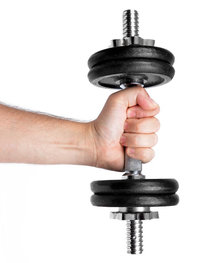 Hand Holding Black Dumbbell Stock Image - Image of active, equipment ...