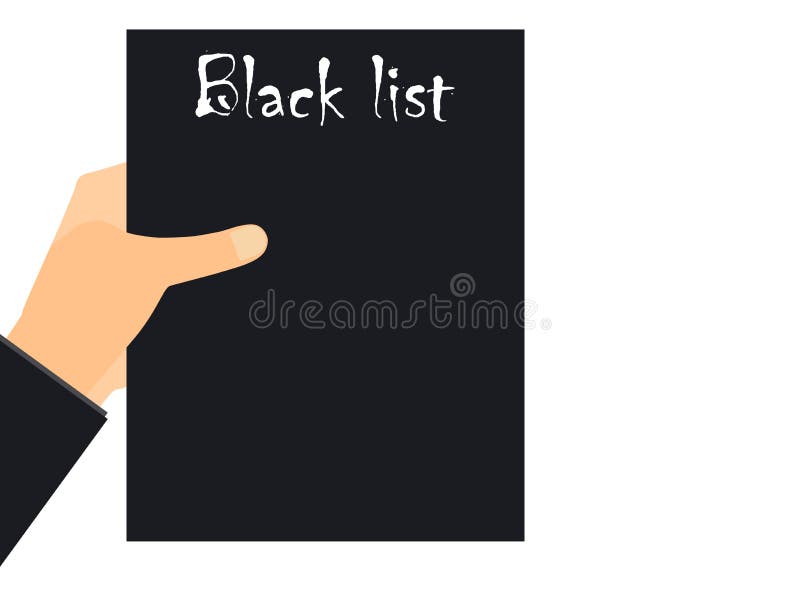 Hand holding a black list. stock vector. Illustration of message - 79719433