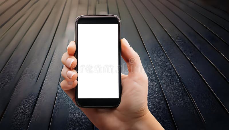 Hand Holding a Black Smartphone with a White Screen Stock Illustration ...
