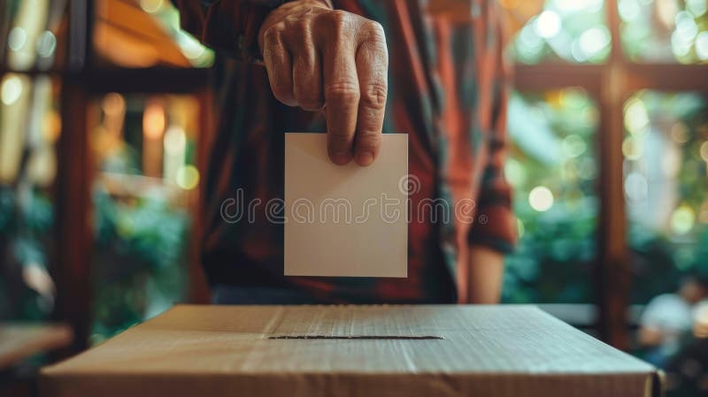 A Hand Holding a Blank Ballot Paper about To Drop it into a Ballot Box ...