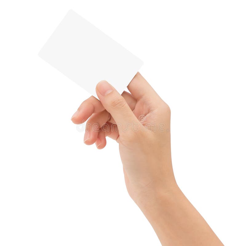 Hand Holding Blank Card Isolated with Clipping Path Stock Image - Image ...