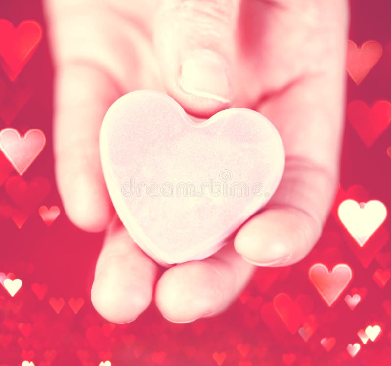 Hand Holding Blank Conversation Heart Stock Photo - Image of give, love ...