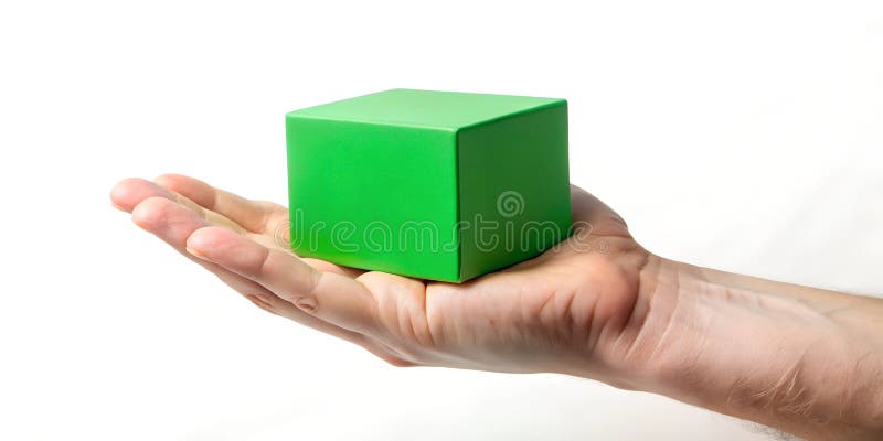 Hand Holding Blank Cube Mockup Stock Illustration - Illustration of ...