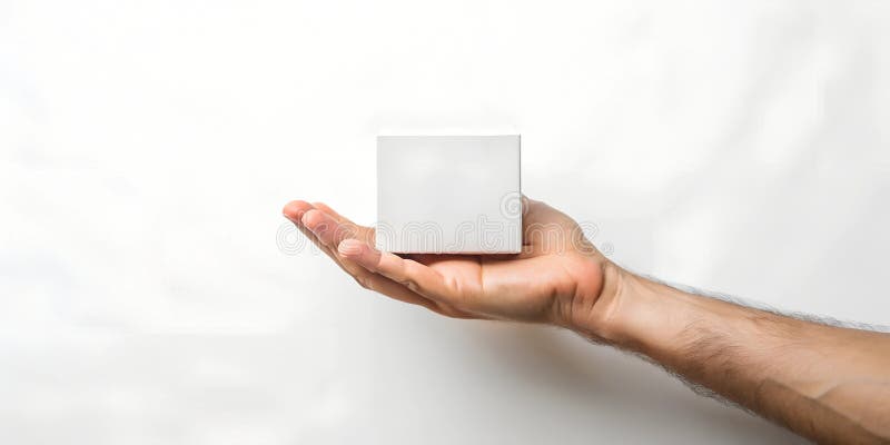 Hand Holding Blank Cube Mockup Stock Illustration - Illustration of ...