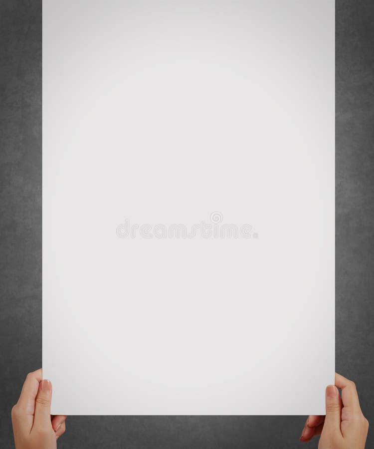 Hand Holding a Blank Paper Sheet with Both Hands Stock Photo - Image of ...
