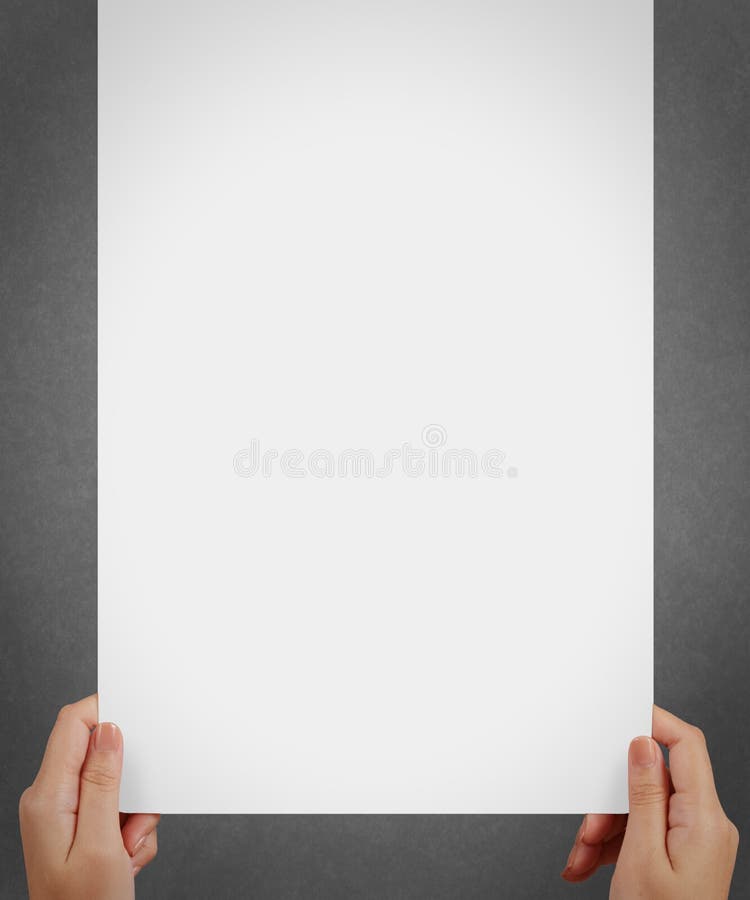 Hand Holding a Blank Paper Sheet with Both Hands Stock Photo - Image of ...