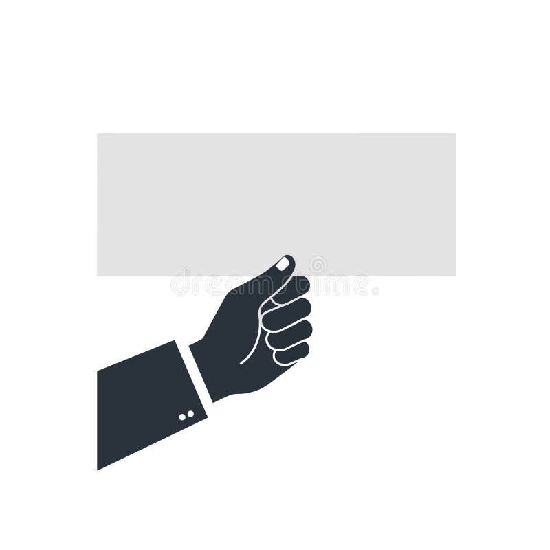 Hand Holding a Blank Sign in a Minimal Flat Design Vector Illustration ...