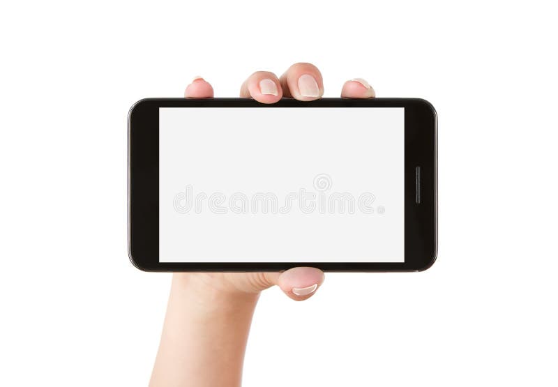 Blank smart phone in hand stock image. Image of digital - 26719289