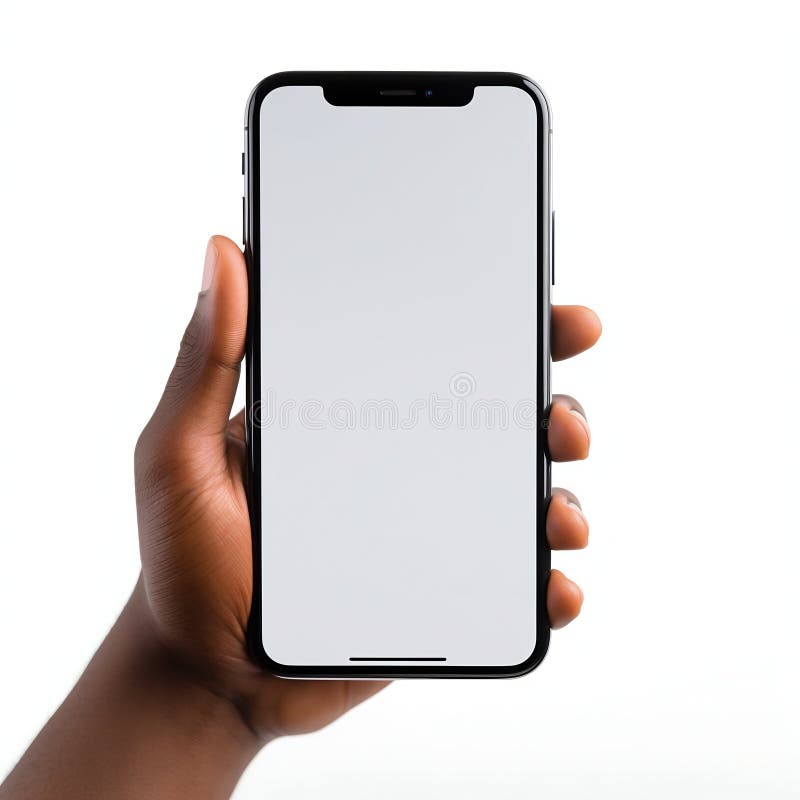 Hand Holding the Blank Smartphone Screen on White Background ...
