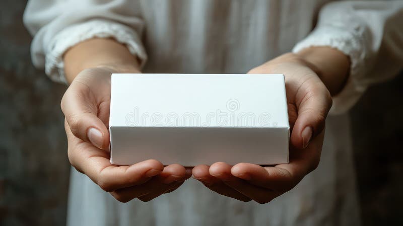 Hand Holding a Blank White Box Giving a Gift within an Arched Frame ...