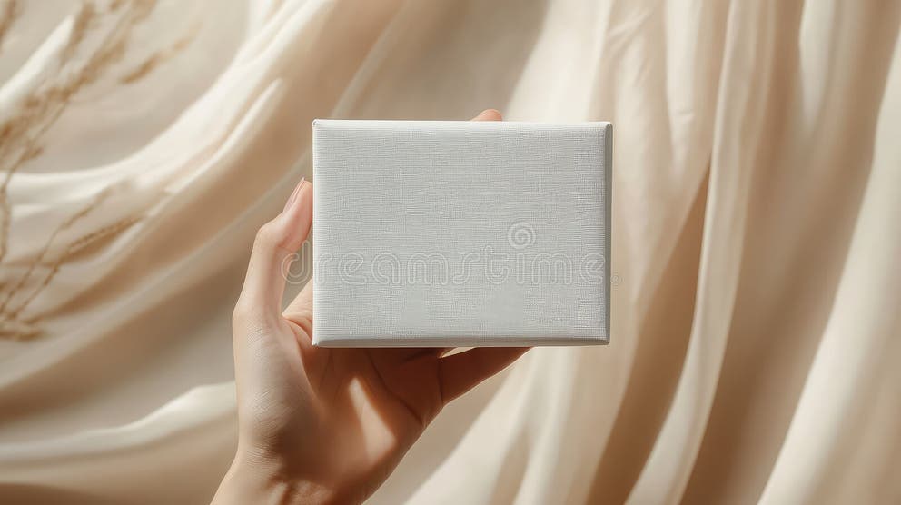 Hand Holding a Blank White Box Giving a Gift within an Arched Frame ...