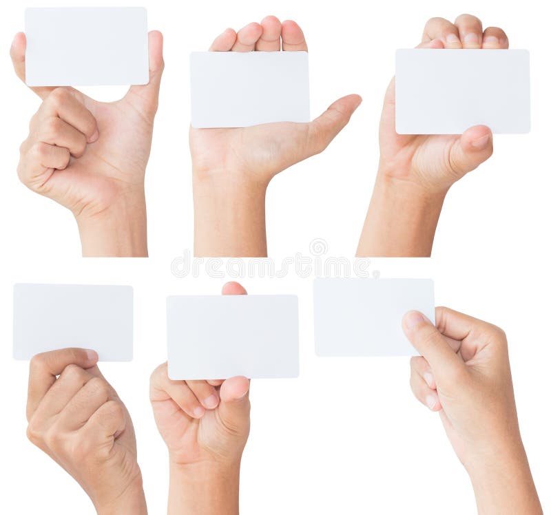 Hand Holding Blank White Card Isolated with Clipping Path Stock Photo ...