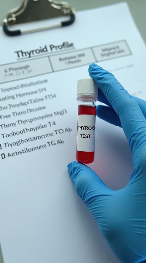 Hand Holding Blood Sample with Thyroid Profile Form in Medical Context ...
