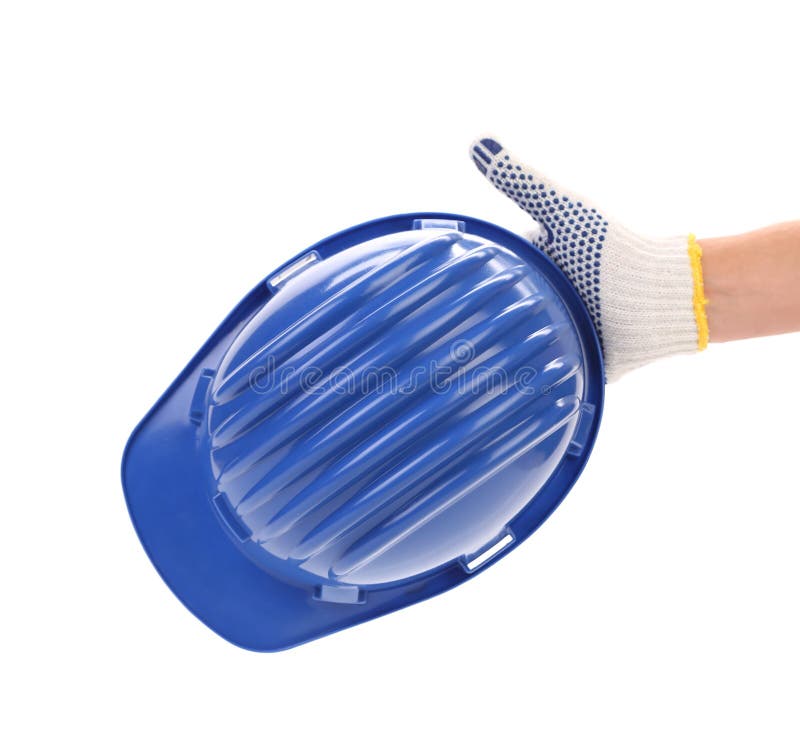 Hand Holding Blue Hard Hat. Stock Image - Image of engineer, industrial ...