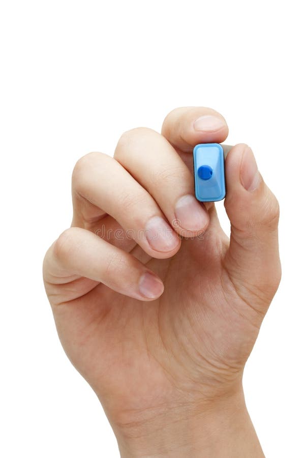 Hand Holding Blue Marker stock photo. Image of isolated - 28432140