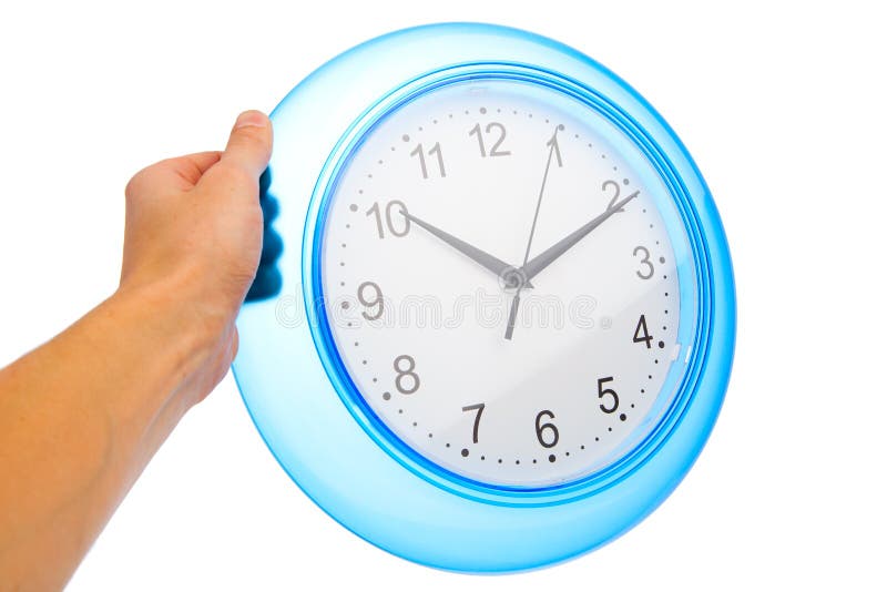 Blue office clock stock image. Image of number, color - 23822045