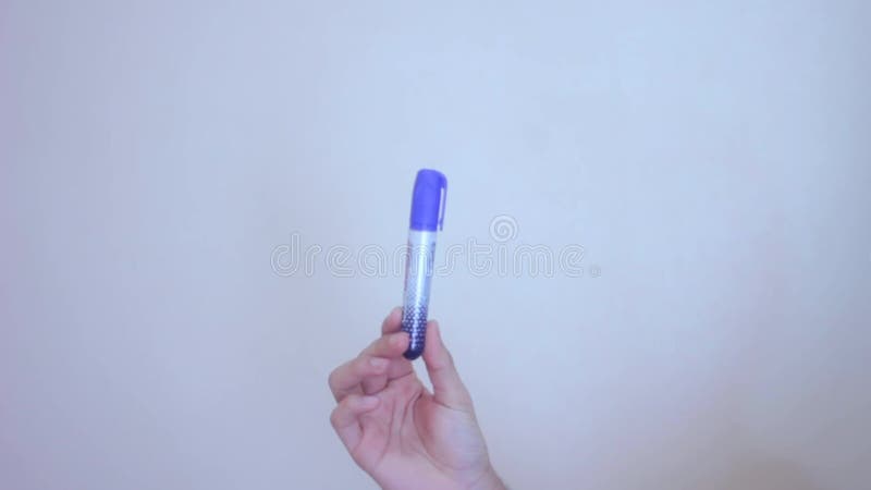 Hand Holding Blue Pen Marker Stock Video - Video of collection ...