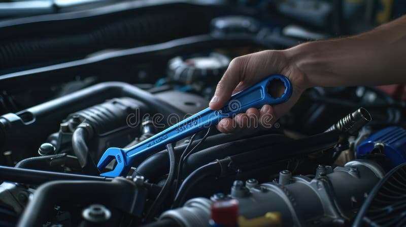 The Blue Wrench in Engine.AI Generated Image Stock Image - Image of ...