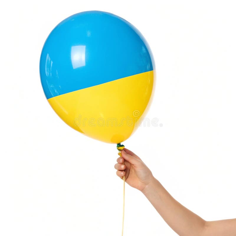 Hand Holding Blue and Yellow Balloon Isolated on Transparent ...