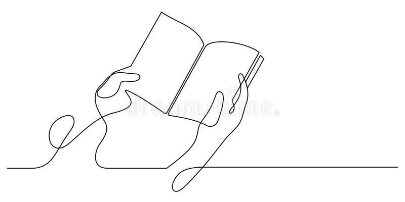 Hand Holding Book Reading One Line Drawing Continuous Stock Vector ...