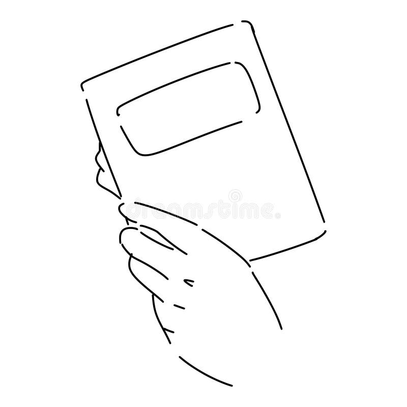 Hand Holding Book. Hand Drawn Vector Illustration. Stock Vector ...