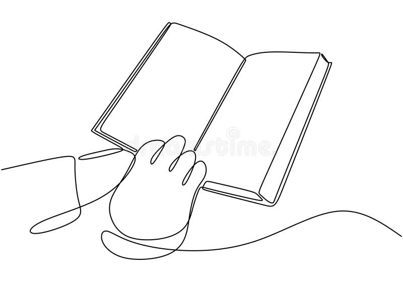 Hand Holding a Book - Simple Line Drawing Isolated on White Background ...