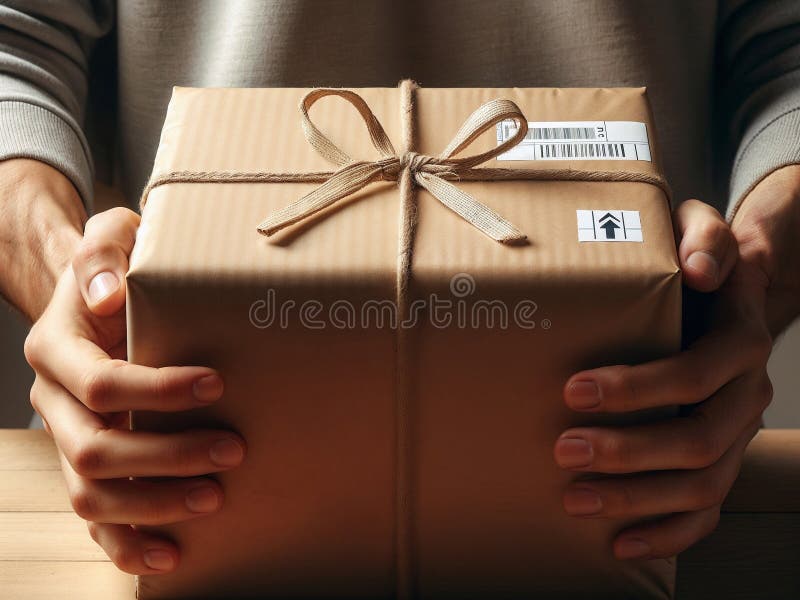 Hand holding box.AI stock illustration. Illustration of packaging ...