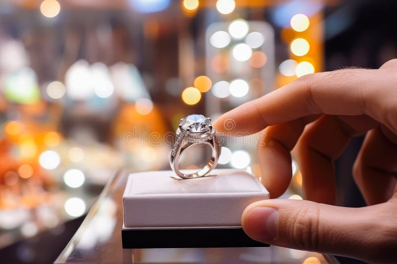 Hand Holding a Box with a Diamond Ring Stock Illustration ...