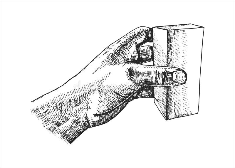 Hand Holding a Piece of Paper Vector. Hand Drawing Stock Vector ...