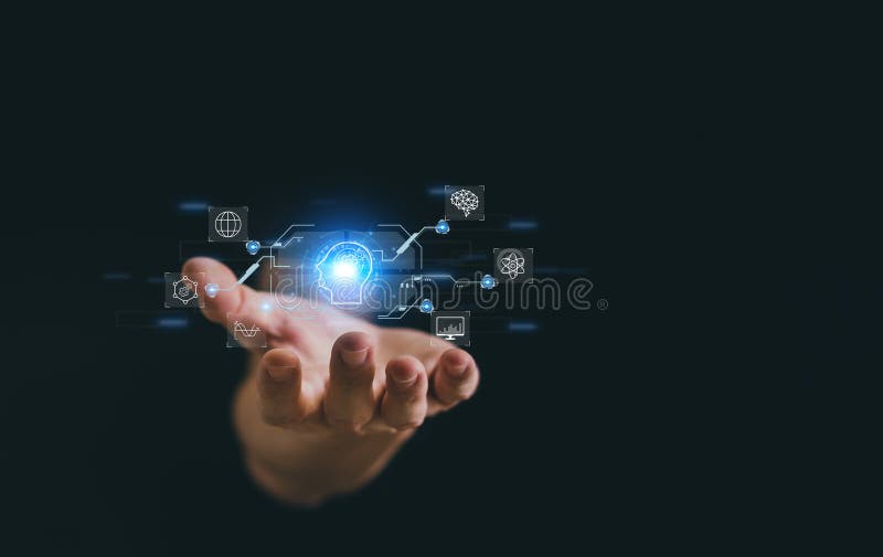 Hand Holding Brain Graphic Icon. Success Concept of Business ...