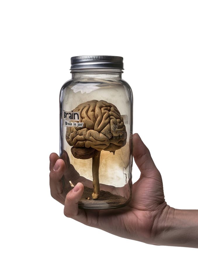 Hand Holding Brain in Jar Isolated on Transparent Stock Illustration ...