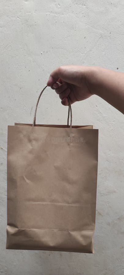 The Hand Holding the Brown Paper Bag, Bring the Paper Bag Stock Photo ...