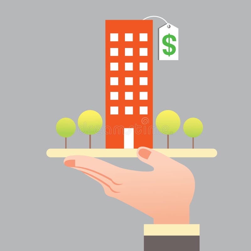 Hand Holding Building. Vector Illustration Decorative Design Stock ...