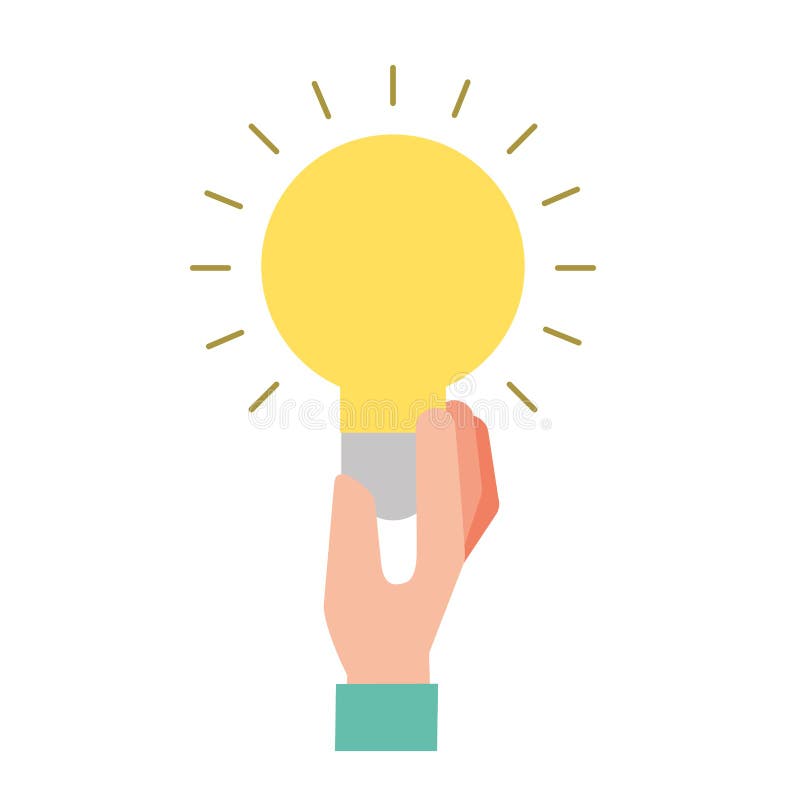 Hand Holding Bulb Idea Creativity Symbol Stock Vector - Illustration of ...
