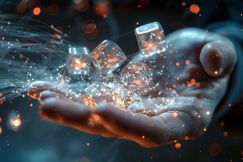 A Hand Holding a Bunch of Ice Cubes in the Air Stock Photo - Image of ...