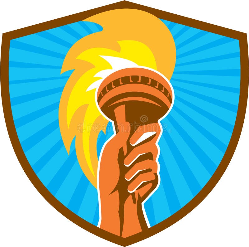 Hand with Flaming Torch Sticker Icon Stock Vector - Illustration of ...