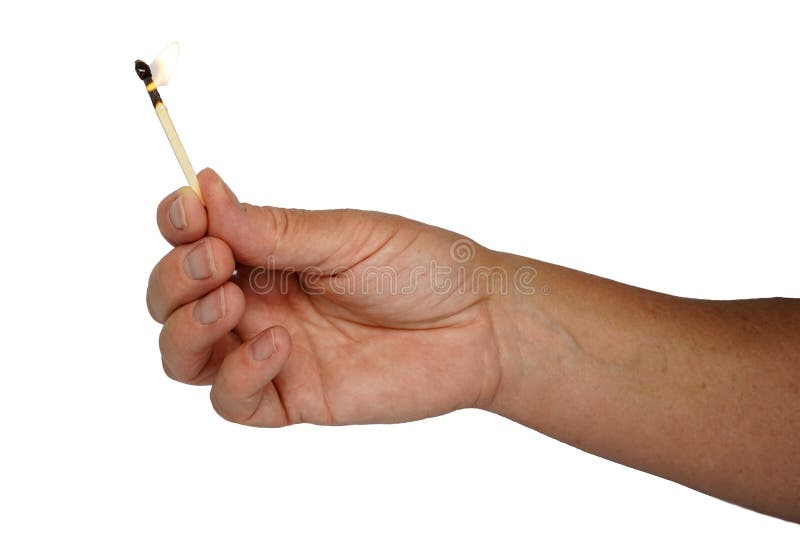 Hand Holding Burning Match. Match Burning Stock Image - Image of hands ...