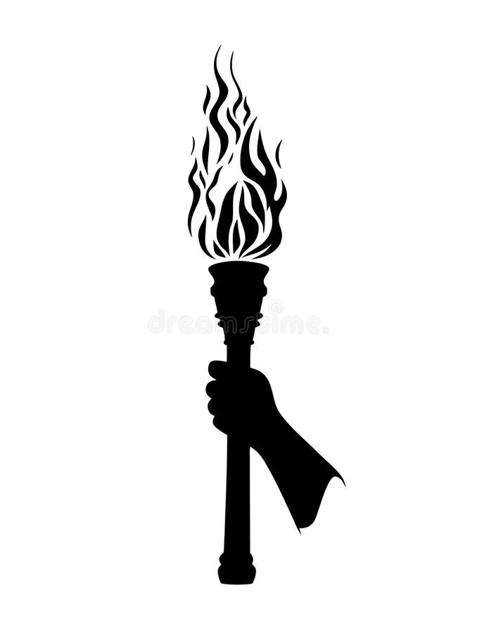 Hand Holding Burning Torch Vector Symbolizing Freedom and Enlightenment ...