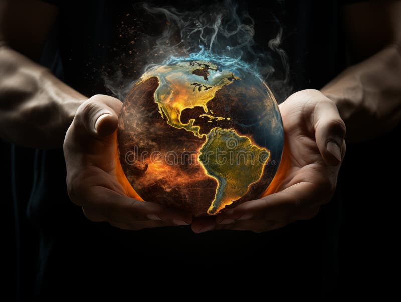 Hand Holding Burnt Earth, Hand Holding Burnt Globe, Global Warming and ...