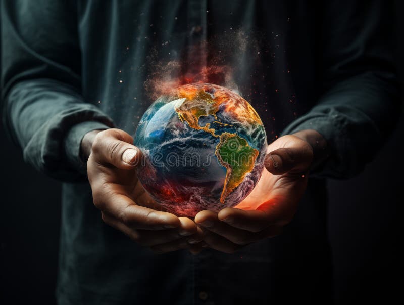 Hand Holding Burnt Earth, Hand Holding Burnt Globe, Global Warming and ...