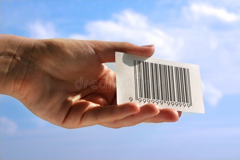 Hand Holding Business Card with Fake Bar Code Stock Photo - Image of ...