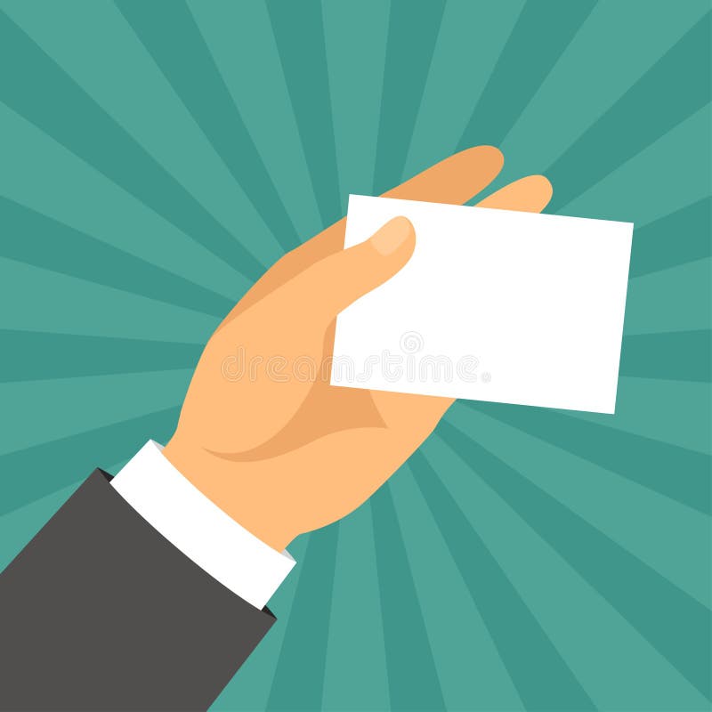Hand Holding Business Card in Flat Design Style Stock Vector ...