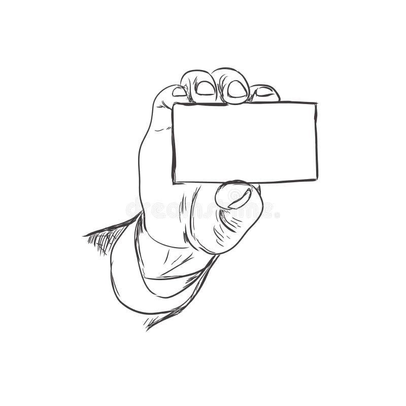 Hand Holding Business Card, Sketch Style, Vector Illustration Stock ...