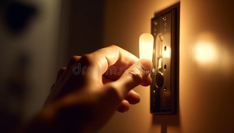 Hand Holding Button, Turning on Electricity for Glowing Lighting ...