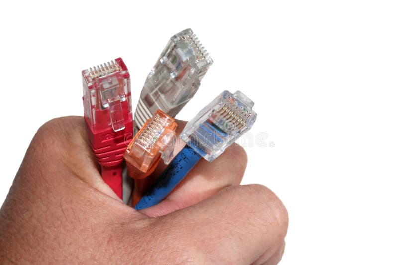 Hand holding cables stock photo. Image of phone, orange - 3179742