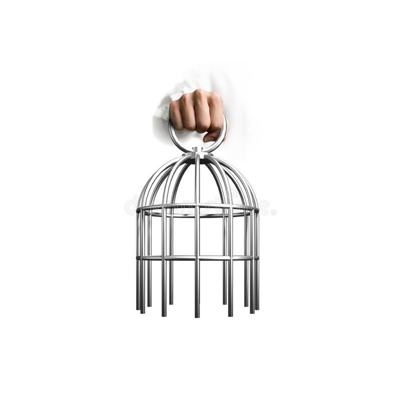 Hand Opening Cage And Dollar Sign With Human Legs Running Stock Photo ...