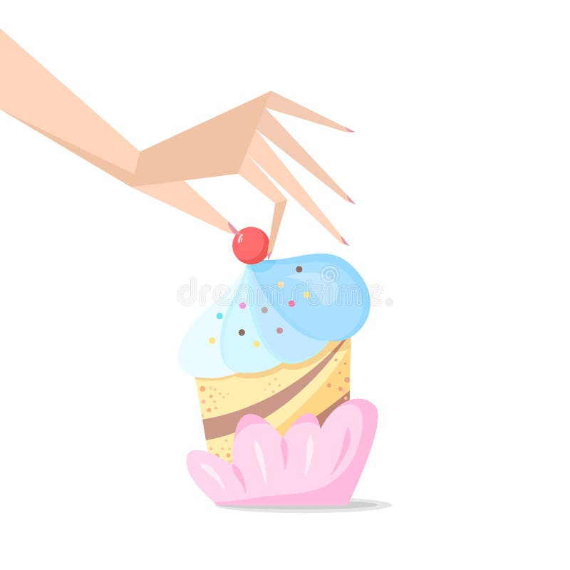 Hand Holding Cake Decoration Stock Vector - Illustration of ...