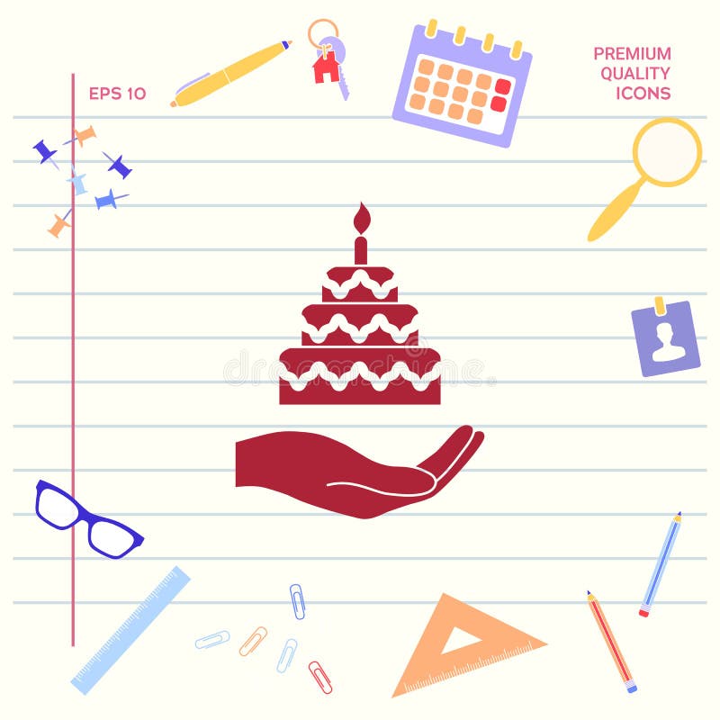 Hand Holding a Cake Icon . Graphic Elements for Your Design Stock ...