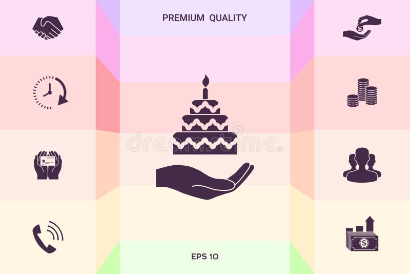 Hand Holding a Cake Icon . Graphic Elements for Your Design Stock ...