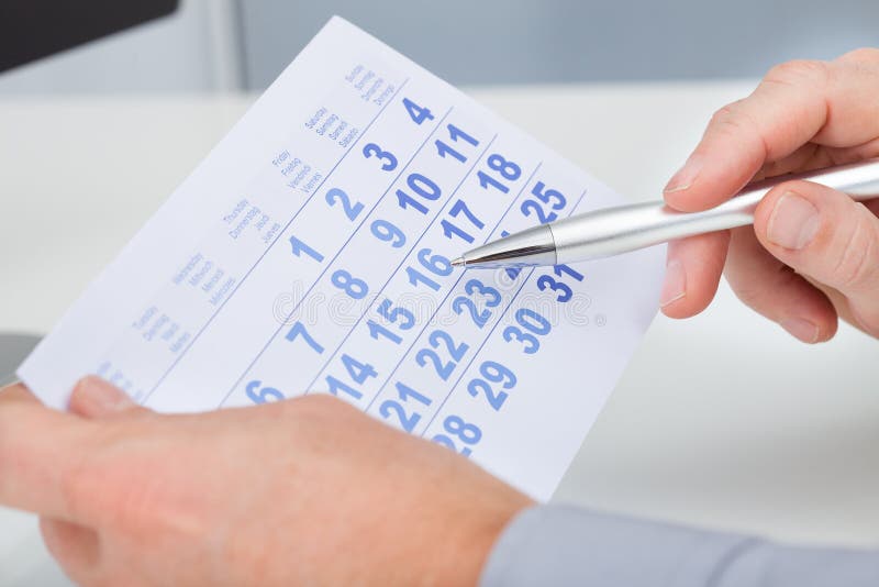 Hand Holding Calendar and Pen Stock Image - Image of late, employee ...